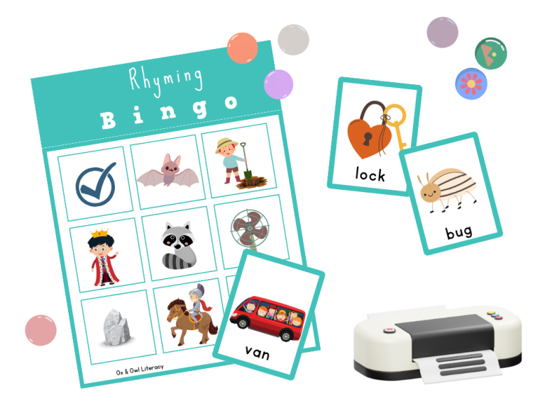 Picture Rhyming Bingo for Preschool and Kindergarten Children - Ox and ...